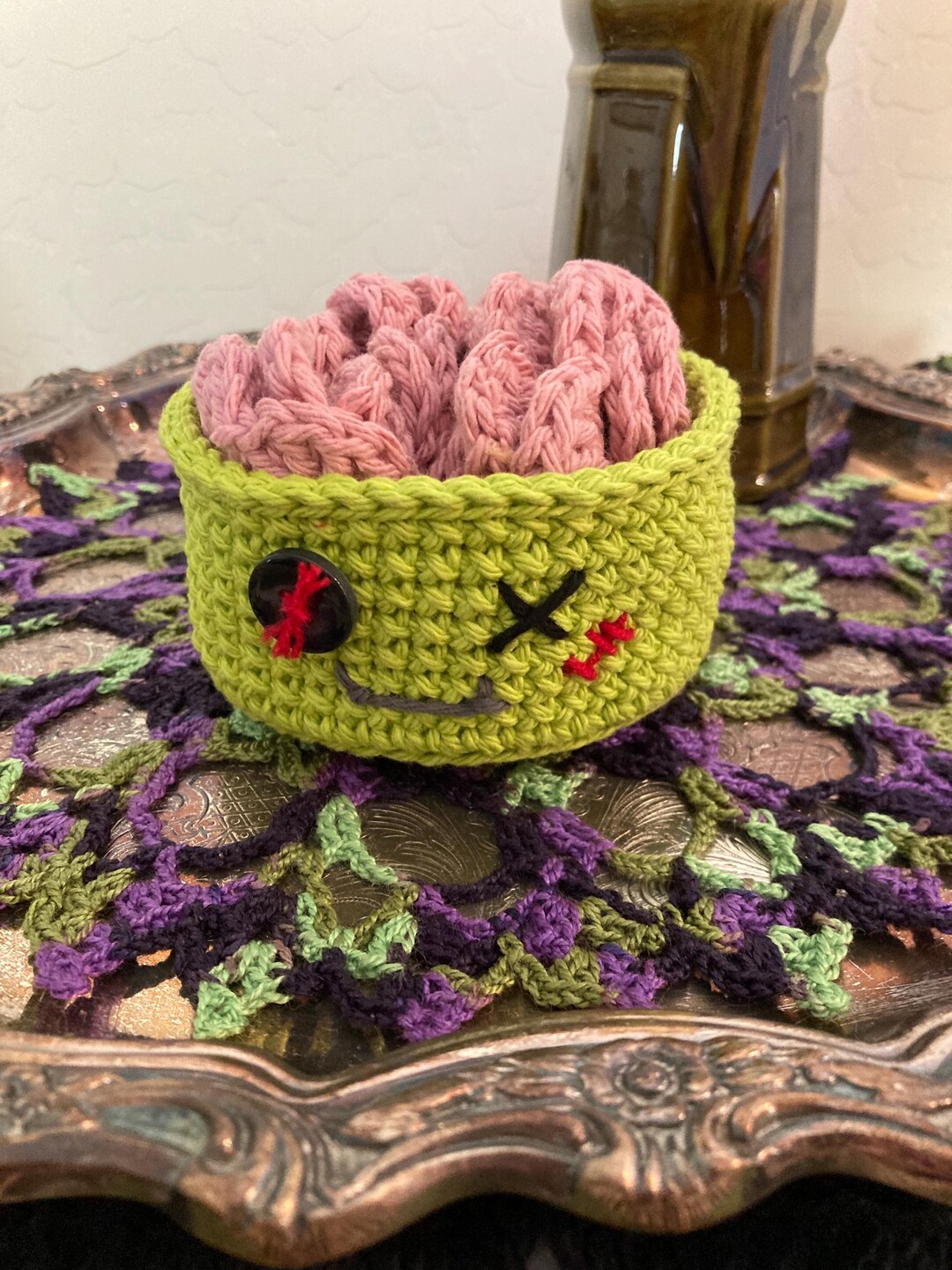 Zombie Brains Crochet Coaster Set - Etsy