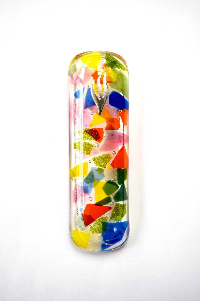MEZUZAH. Unique Glass Art Mezuzah, Multi-coloured Handmade Mezuzah Case ...