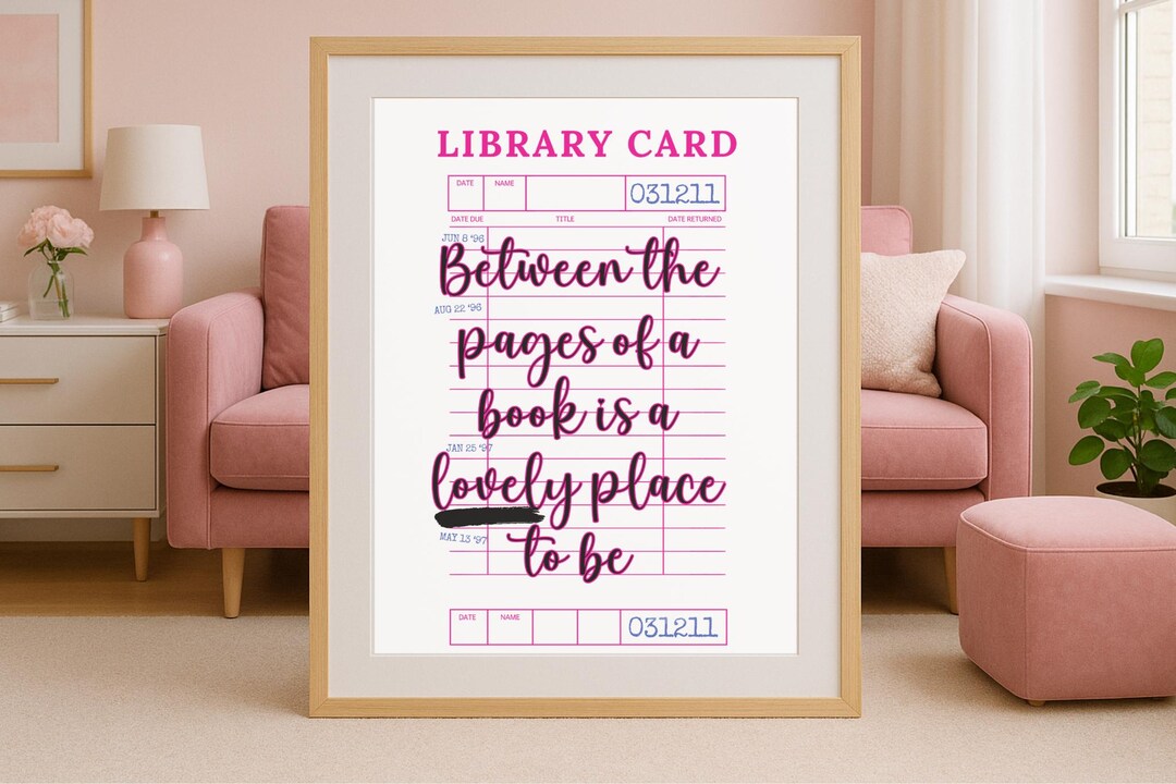 Vintage Library Card Quote Print: Book Lover Wall Art (digital Download ...