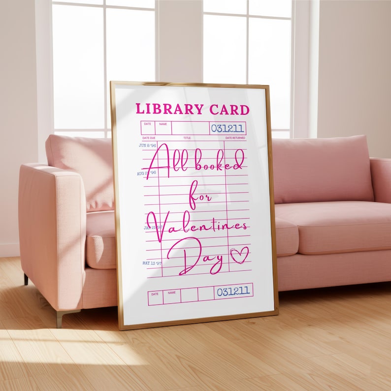All Booked for Valentine’s Day Library Card Wall Art | Valentine ...