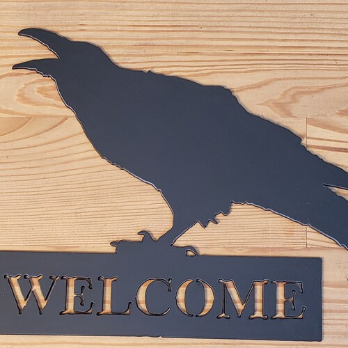 Metal Raven Welcome Yard Art Sign Home Decor Garden & Patio - Etsy