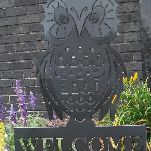 Custom Owl Shaped Welcome Sign Yard Garden Art Outdoor Decor - Etsy