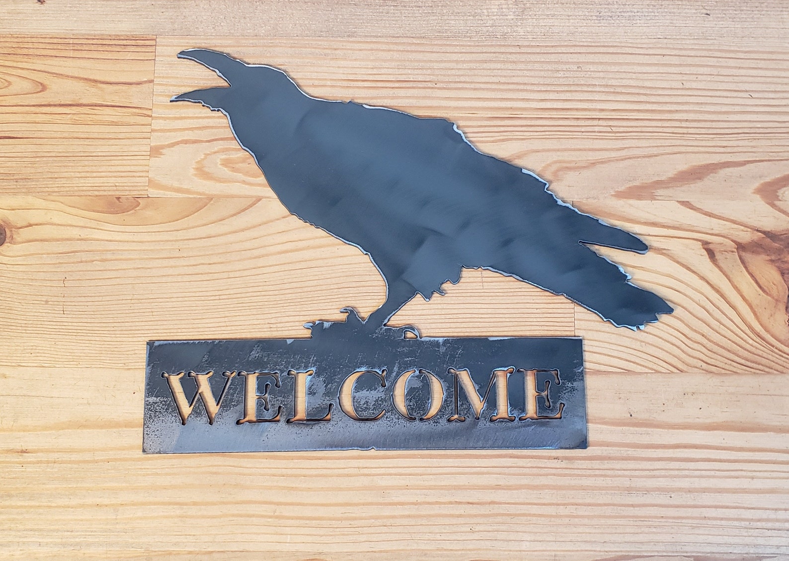Metal Raven Welcome Yard Art Sign Home Decor Garden & Patio - Etsy