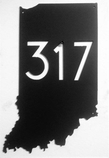 Indiana Shaped Metal Sign 317 Area Code Cutout Plaque Plate | Etsy