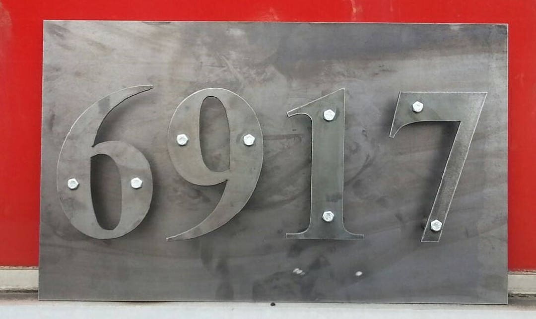 Industrial Style Metal Address Sign Sign W/ Floating Numbers 20" X 12 ...