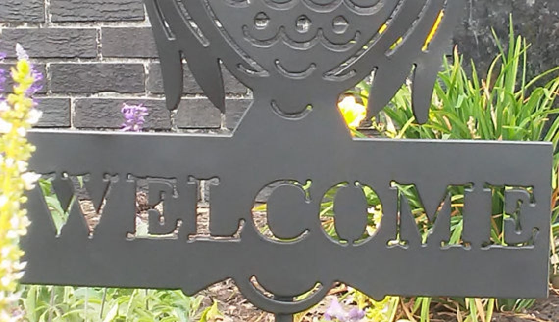 Custom Owl Shaped Welcome Sign Yard Garden Art Outdoor Decor - Etsy