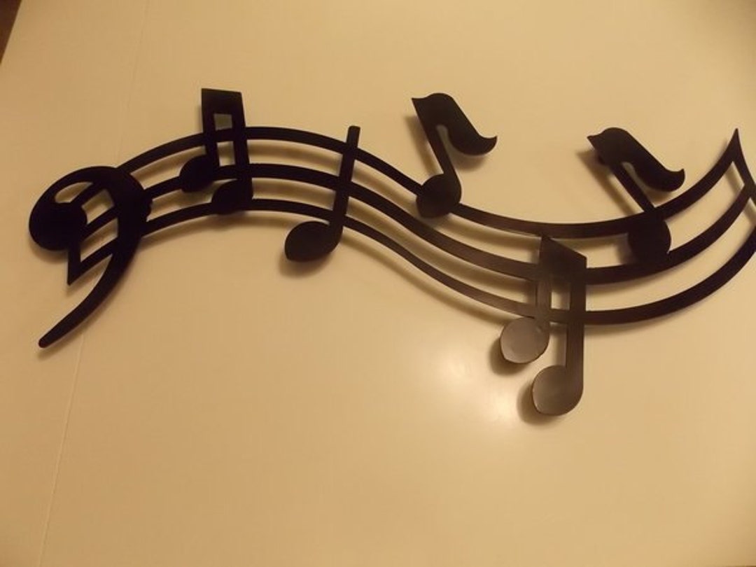 Large Metal Crafted Music Notes W/ Bass Clef Wall Art Hanging Artwork ...