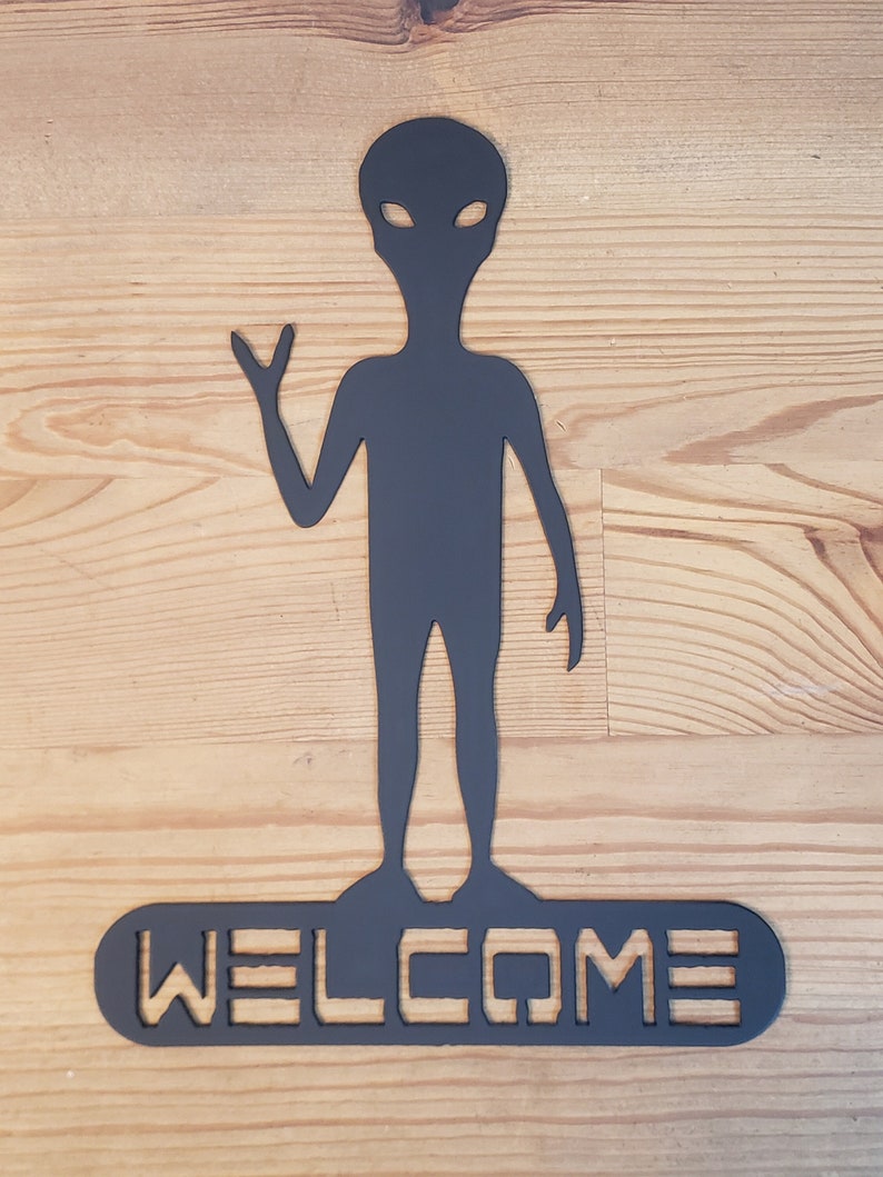 Benny the Alien Metal Welcome Sign Yard Art Home Decor Garden - Etsy