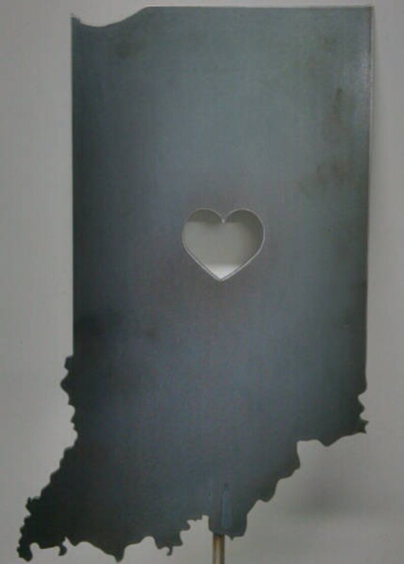 Indiana Shaped Metal Sign W/ Heart or Star Cutout Plaque Plate | Etsy