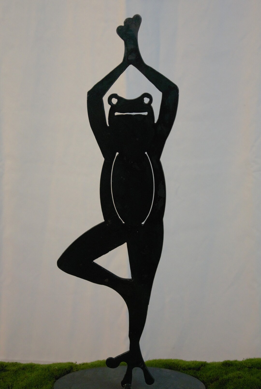 14" Ferdinand Yoga Frog Free Standing Metal Art Sculpture Decor ...