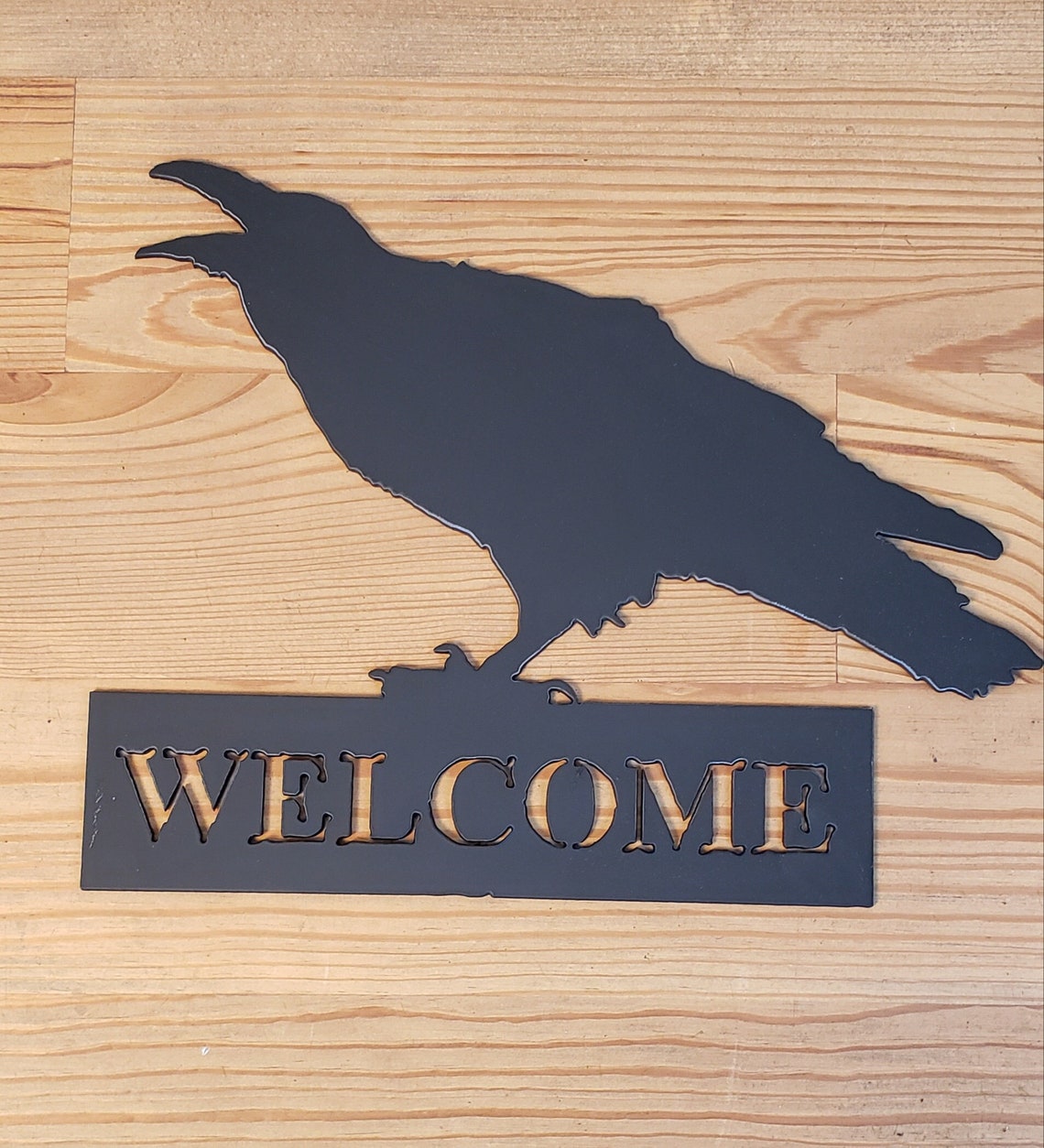 Metal Raven Welcome Yard Art Sign Home Decor Garden & Patio - Etsy