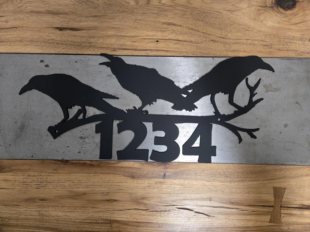 Metal Raven Address Sign House Number Plate Plaque Meta Fab Fabrication ...
