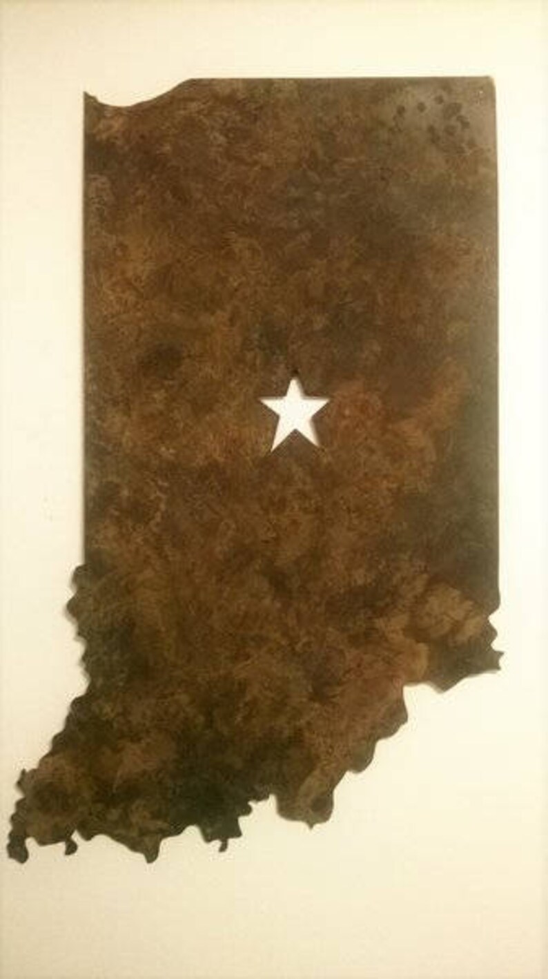 Indiana Shaped Metal Sign W/ Heart or Star Cutout Plaque Plate - Etsy