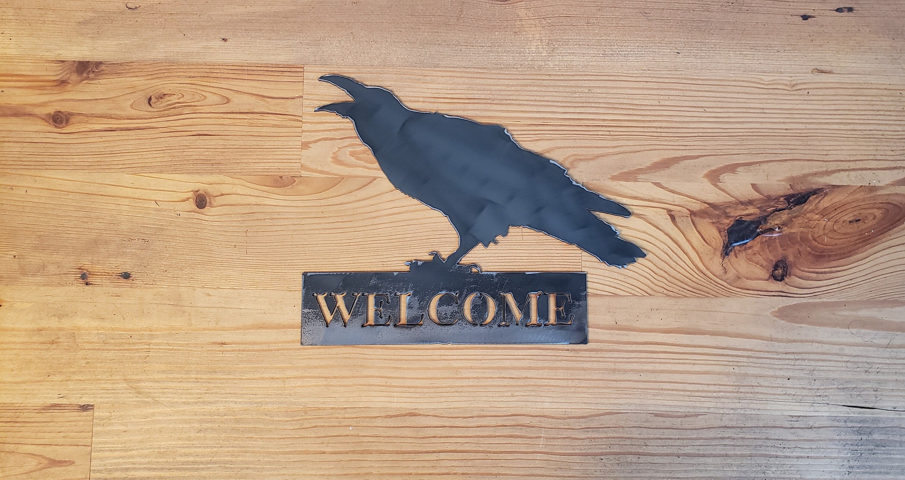 Metal Raven Welcome Yard Art Sign Home Decor Garden & Patio - Etsy