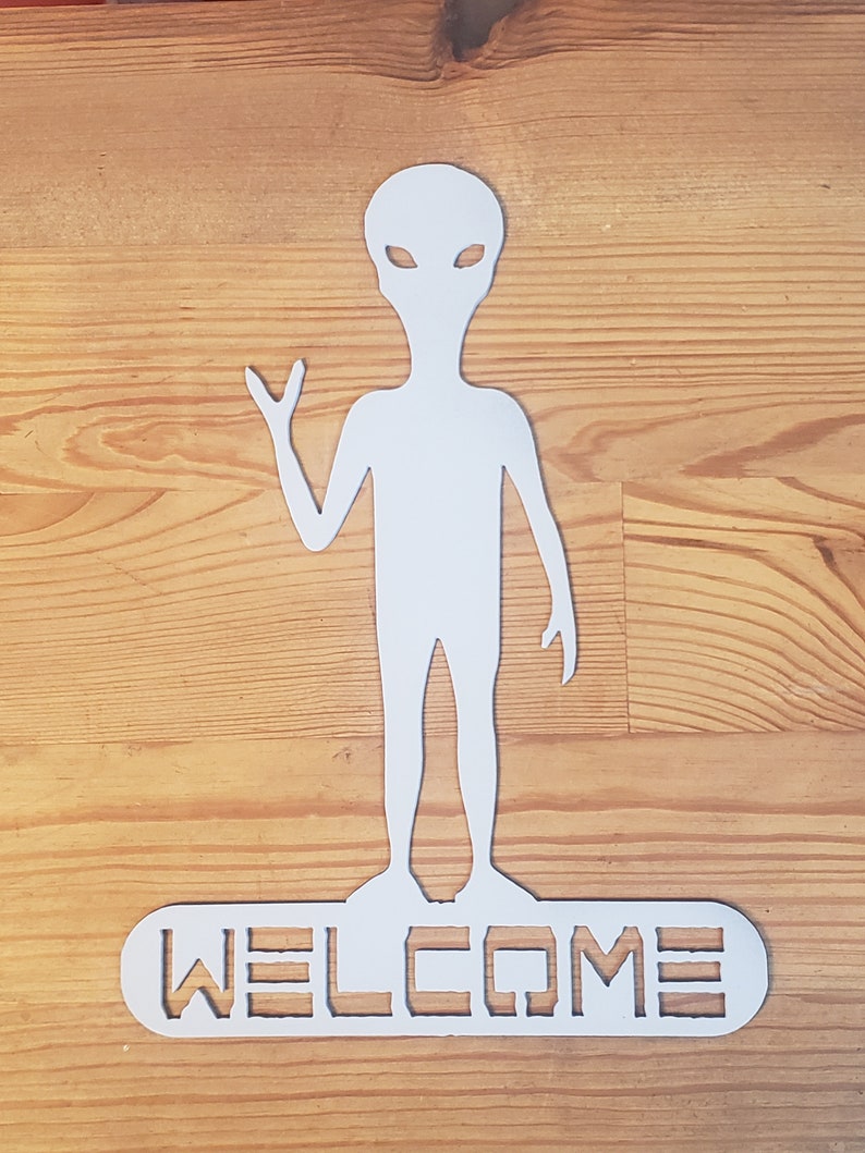 Benny the Alien Metal Welcome Sign Yard Art Home Decor Garden - Etsy