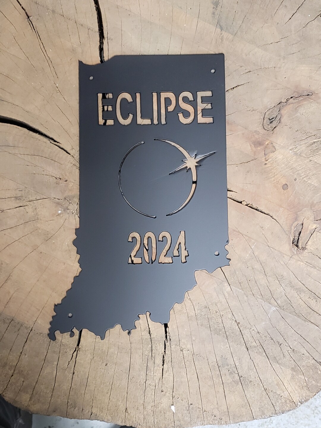 2024 Eclipse Indiana Shaped Metal Sign 2 Styles Cutout Plaque Plate Art ...