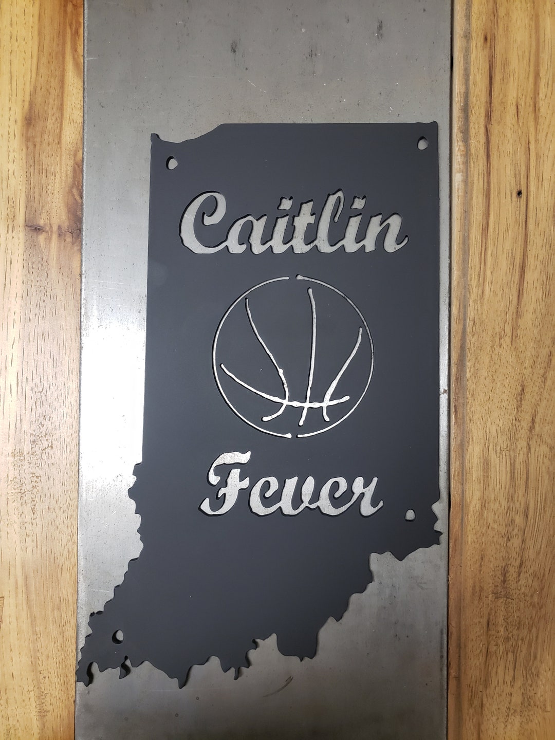 Caitlin Fever Indiana Shaped Metal Sign Cutout Plaque Plate Art Indy ...