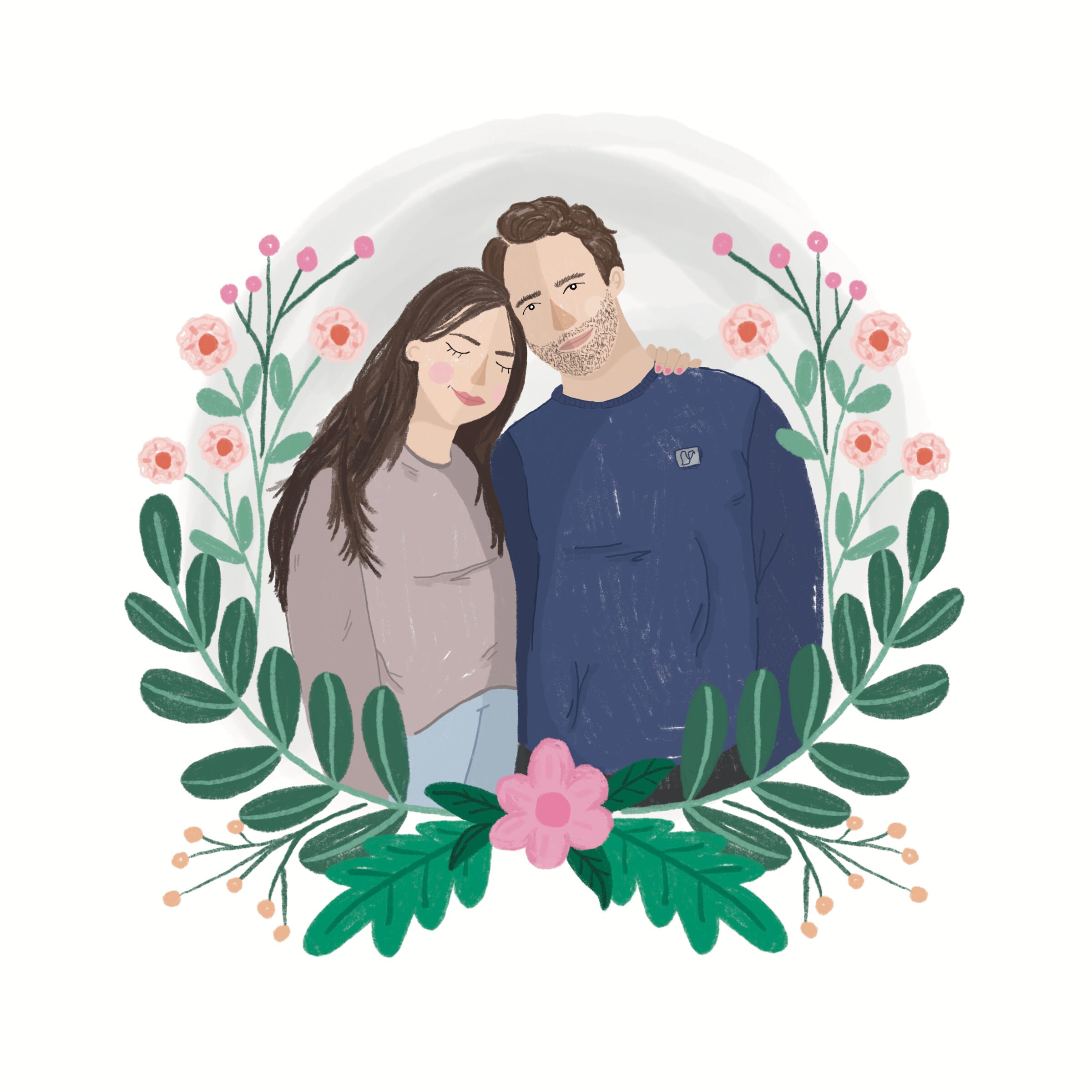 Custom Digital Family/couple Portrait - Etsy