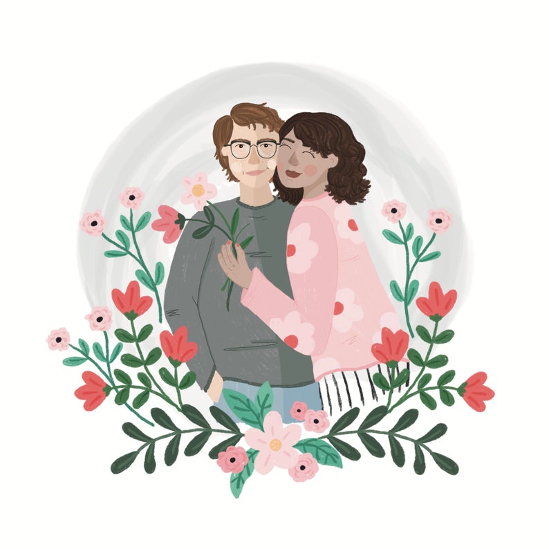 Custom Digital Family/couple Portrait - Etsy