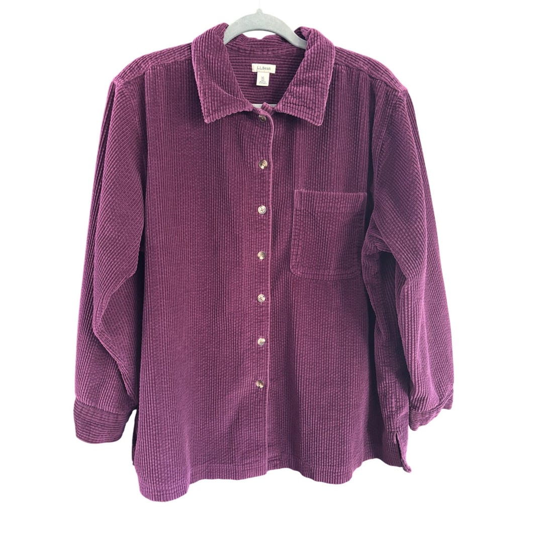 Vintage Corduroy Shirt LL Bean Shirt Wide Wale Purple Corduroy Button ...