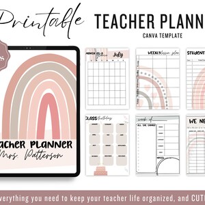 Teacher Planner, Canva Template, DIGITAL DOWNLOAD, Customizable ...