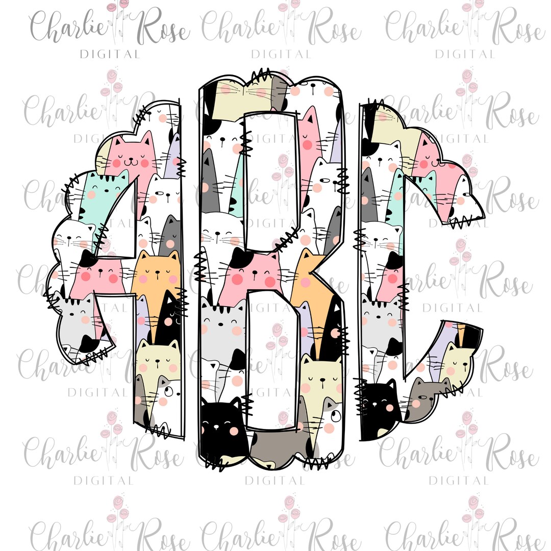 Rainbow Kitty Monogram Full Alphabet Individually Saved Monogram ...