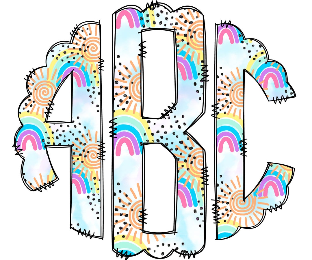 Rainbow Sunshine Monogram Full Alphabet Individually Saved Monogram ...