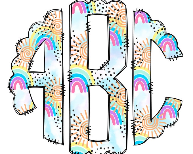 Rainbow Sunshine Monogram Full Alphabet Individually Saved Monogram ...