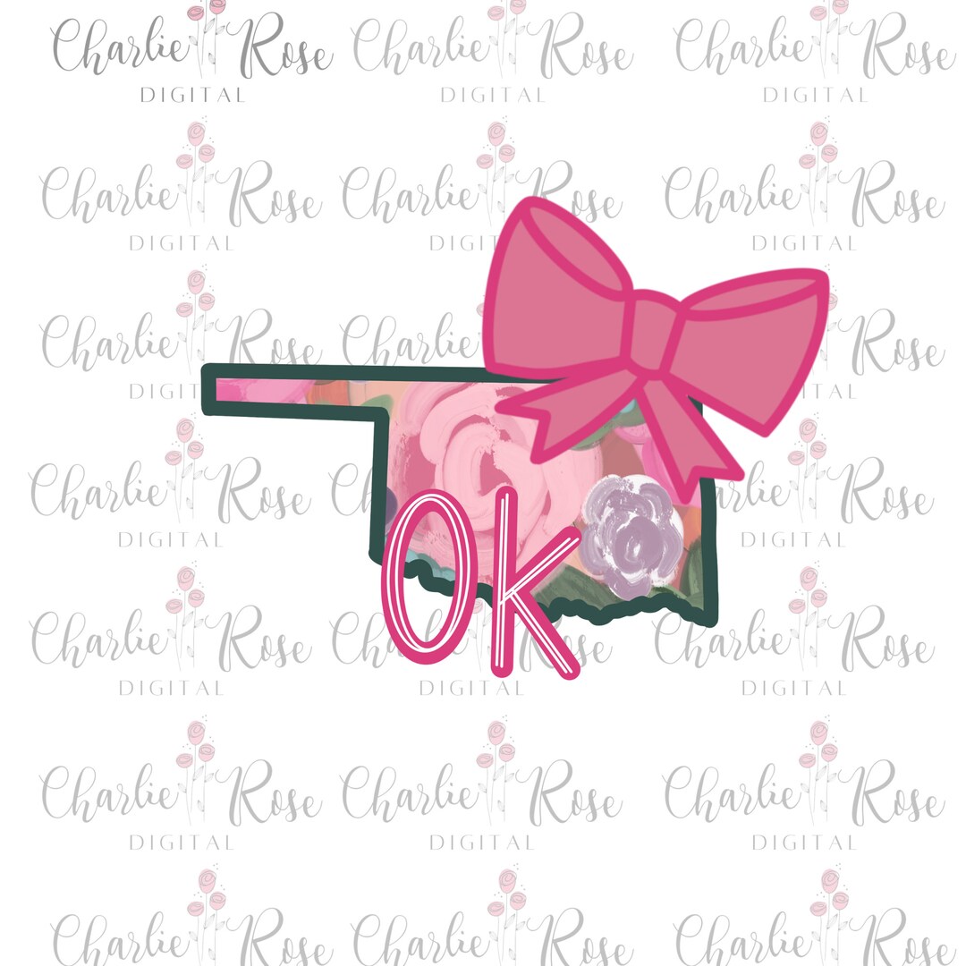 Floral Oklahoma PNG Hand Drawn Digital Download State PNG Decals State ...