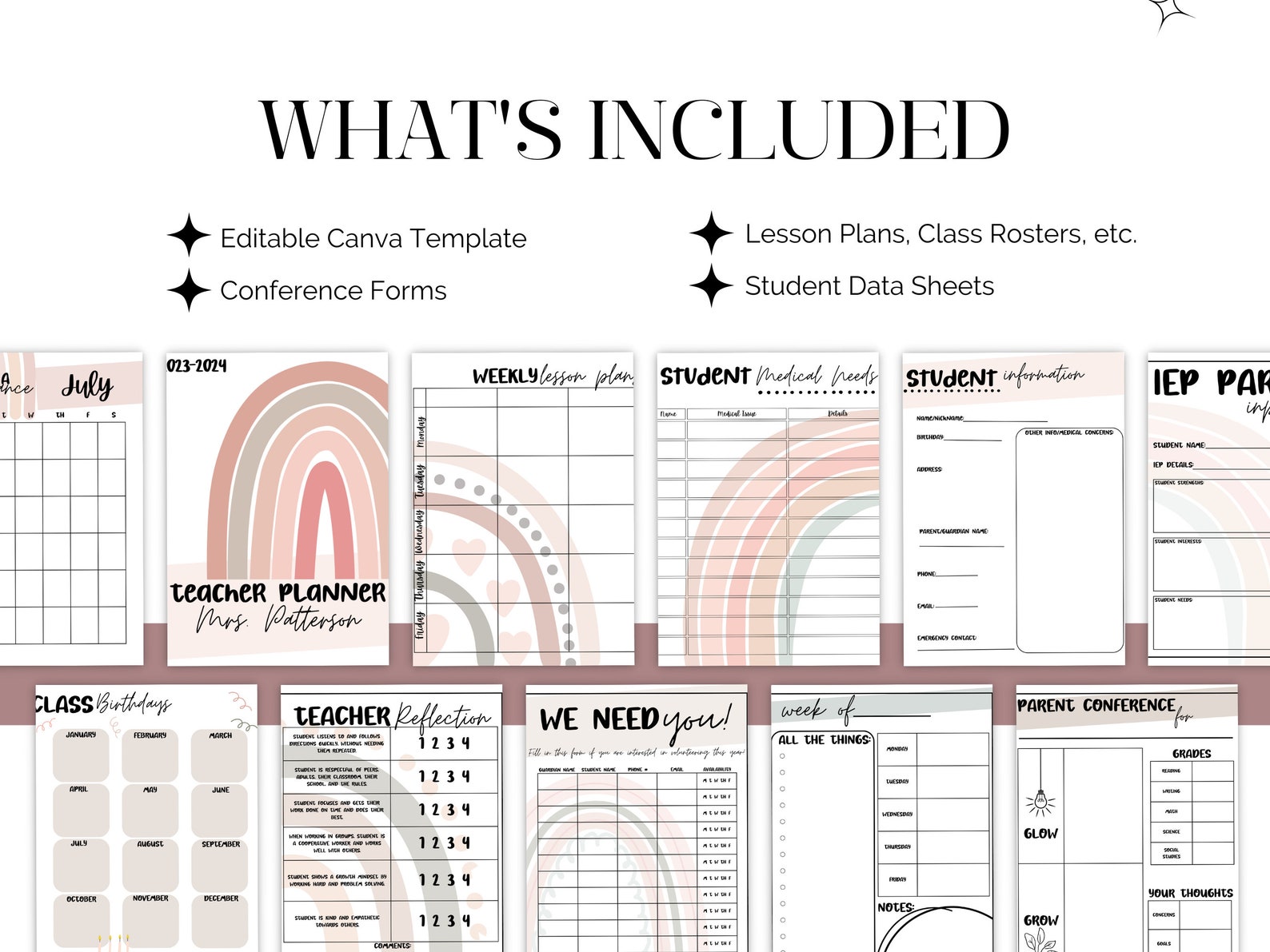 Teacher Planner, Canva Template, DIGITAL DOWNLOAD, Customizable ...