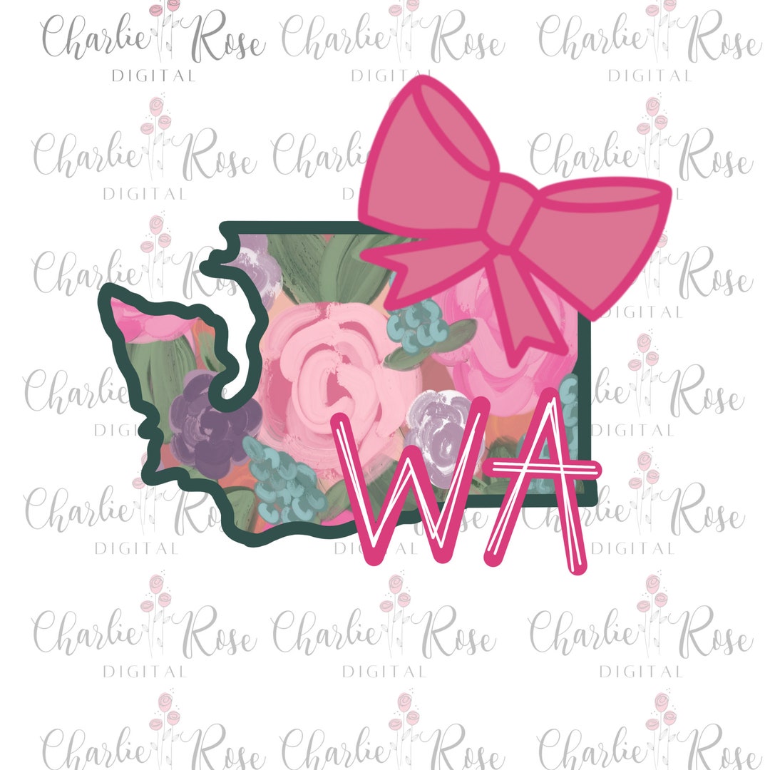 Floral Washington PNG Hand Drawn Digital Download State PNG Decals ...