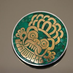 Vintage Antique Mexico Aztec Chip Eilat Stone Mosaic Design Brooch Pin ...