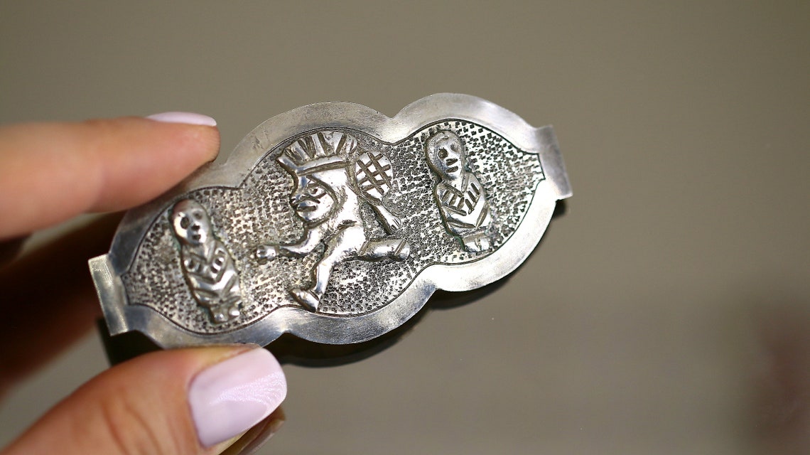 Vintage Antique Peru Peruvian Warrior Design Brooch Pin Sterling Silver ...
