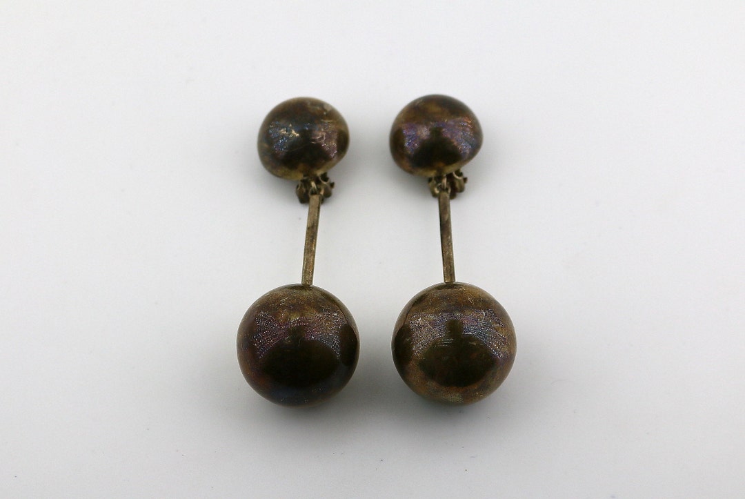 Vintage Mexico Big Long Round Bead Beaded Bubbles Design Clip on ...