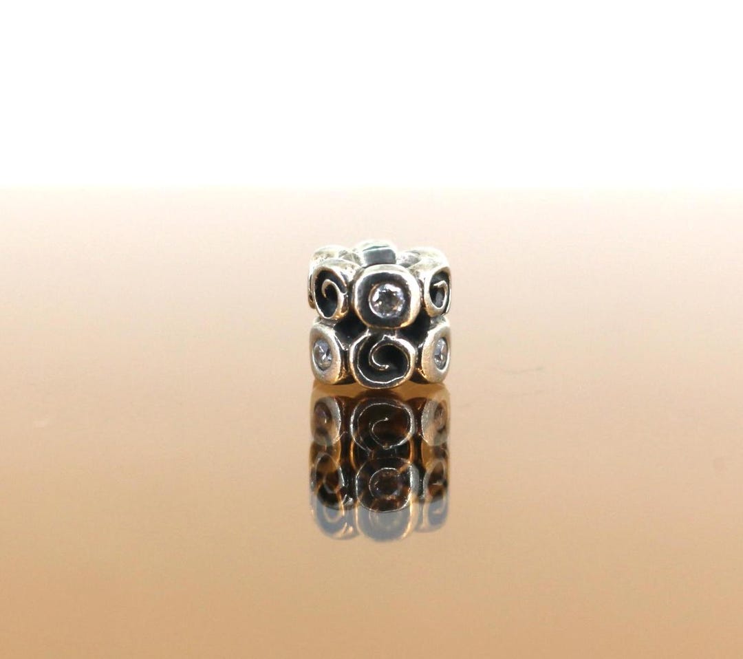 Vintage Pandora Swirl Fantasy Charm Block Bead for European Bracelet ...