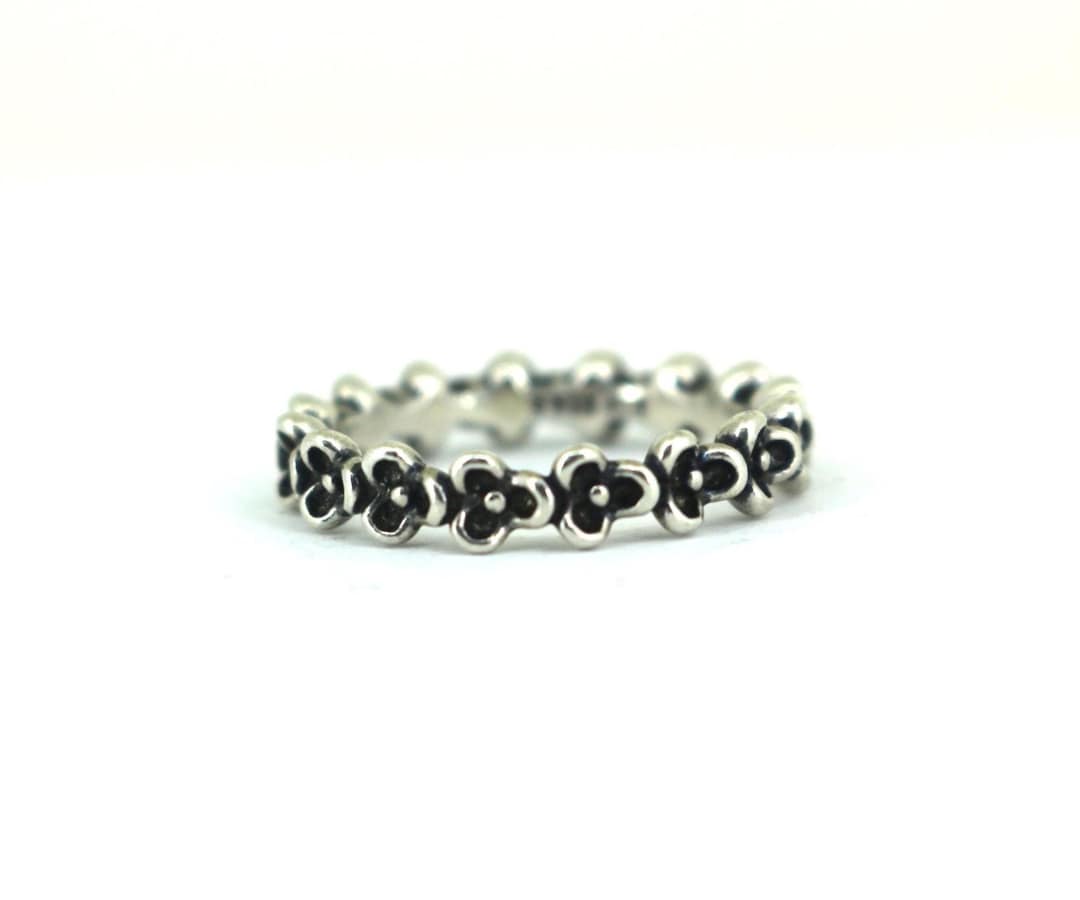 Vintage ALE S925 Pandora Women's Flower Design Band Ring 925 Sterling ...