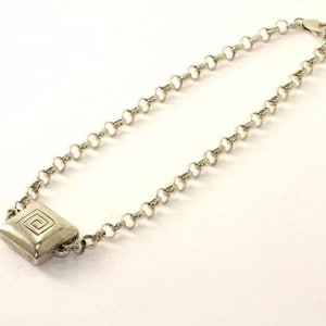 Vintage Square Maze Pendant Rolo Style Necklace 925 Sterling Nc 483 ...