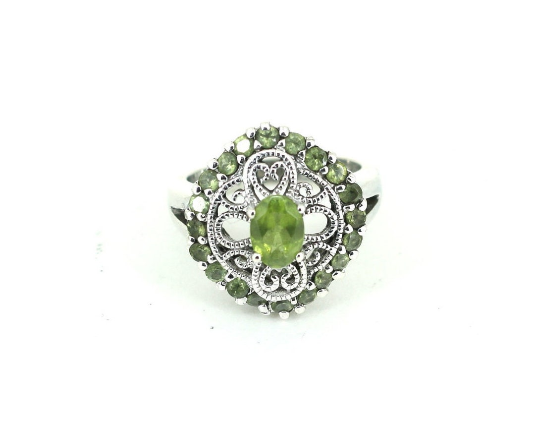 Vintage Size 7 Thailand Signed HAN Light Green Crystal Ring 925 ...
