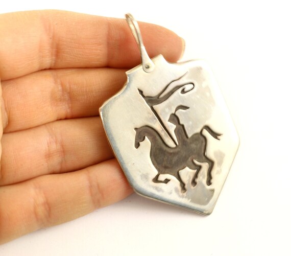Vintage Designer Knight Medieval Design Pendant 925 S… - Gem