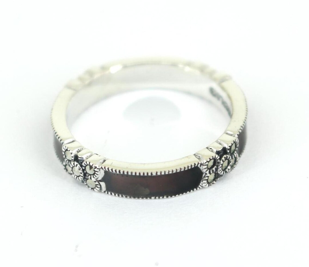 Judith Ripka Size 8 Purple Stacker & Marcasite Design Band Ring 925 ...