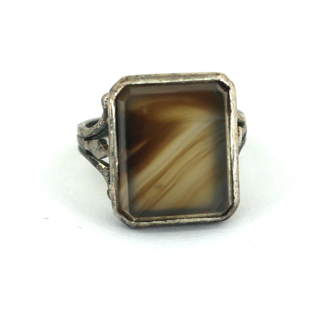 Vintage Beautiful White Brown Quartz Healing Square Shape Ring 925 ...