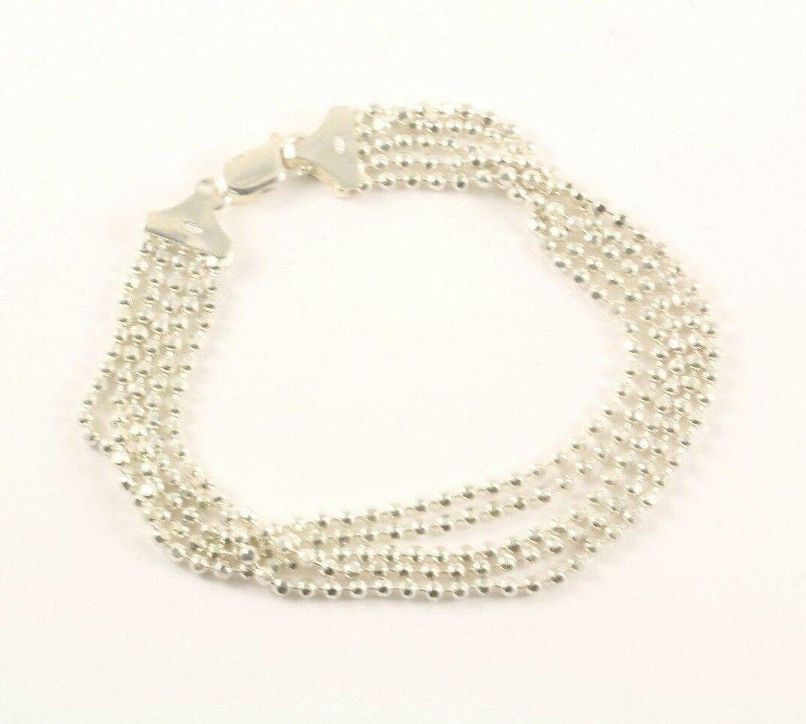 Vintage Italy Beaded Four Rows Design Chain Bracelet Sterling - Etsy