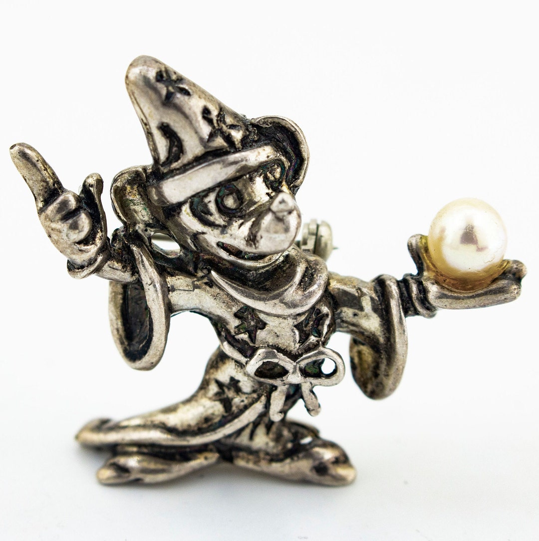 Vintage Disney Wizard Mickey Mouse Design Brooch Sterling Silver 925 BB ...