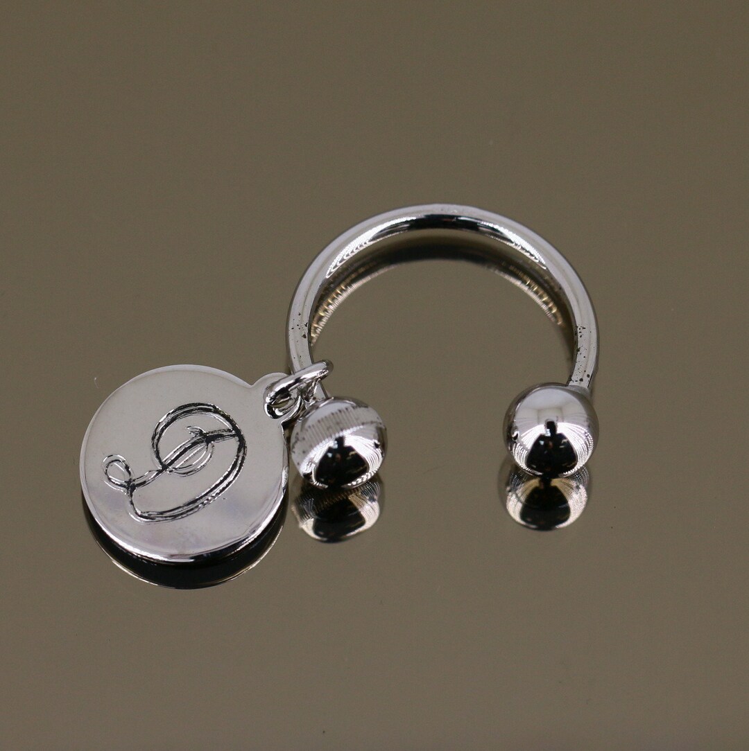 Shiny Sparkling Round Letter D Initial Name Keychain Key Ring 925 ...