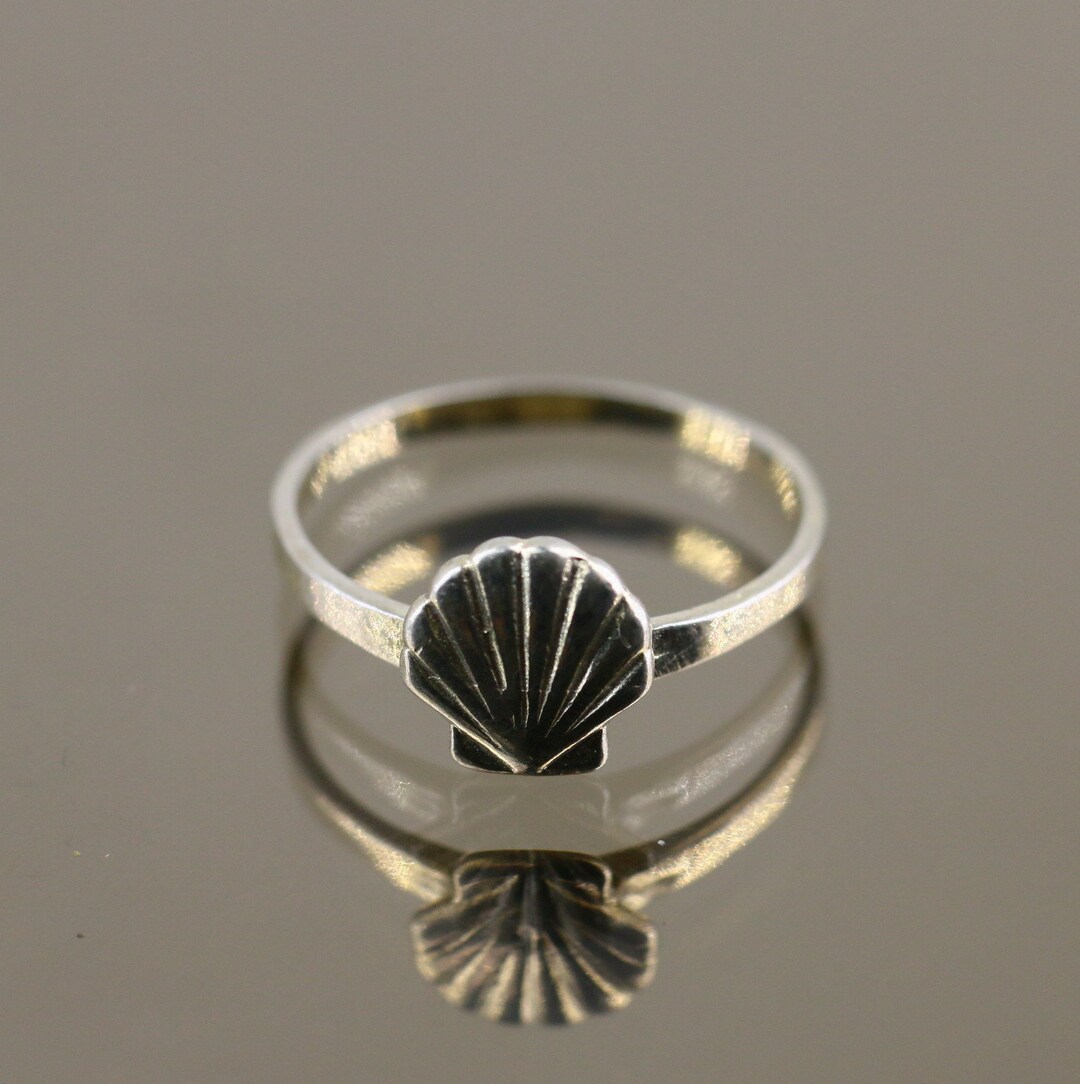 Vintage Plain Simple Sea Ocean Shell Design Ring 925 Sterling Silver ...