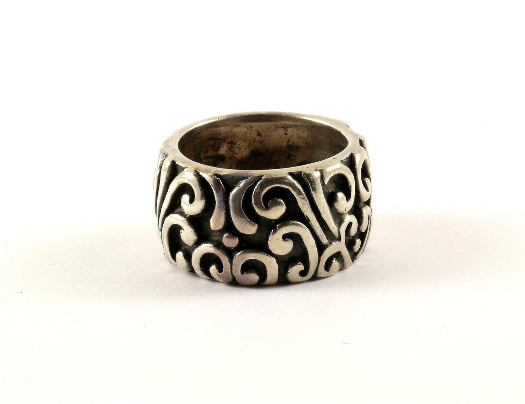 Vintage Size 5.5 Scroll Swirl Band Design Ring 925 Sterling Silver Rg ...