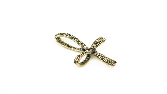 Two Infinity Symbols Cross Design with Tiny Marcasite… - Gem