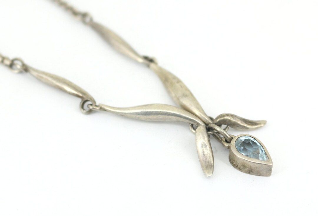 Vintage Blue Stone Box Chain Necklace 925 Sterling NC 2102 - Etsy