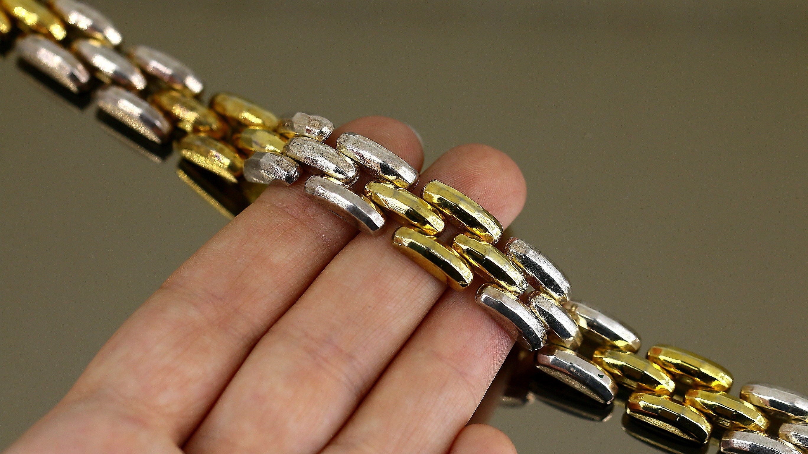 Vintage Thick Italy Gold Plated Two Tone Panther Chain Design | Etsy