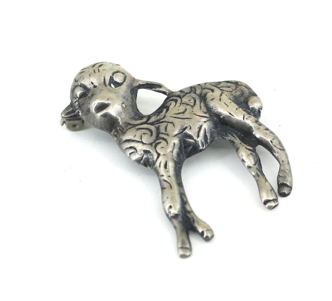Vintage Mod Century Lamb Animal Design Pin/brooch 925 Sterling BB 2357 ...